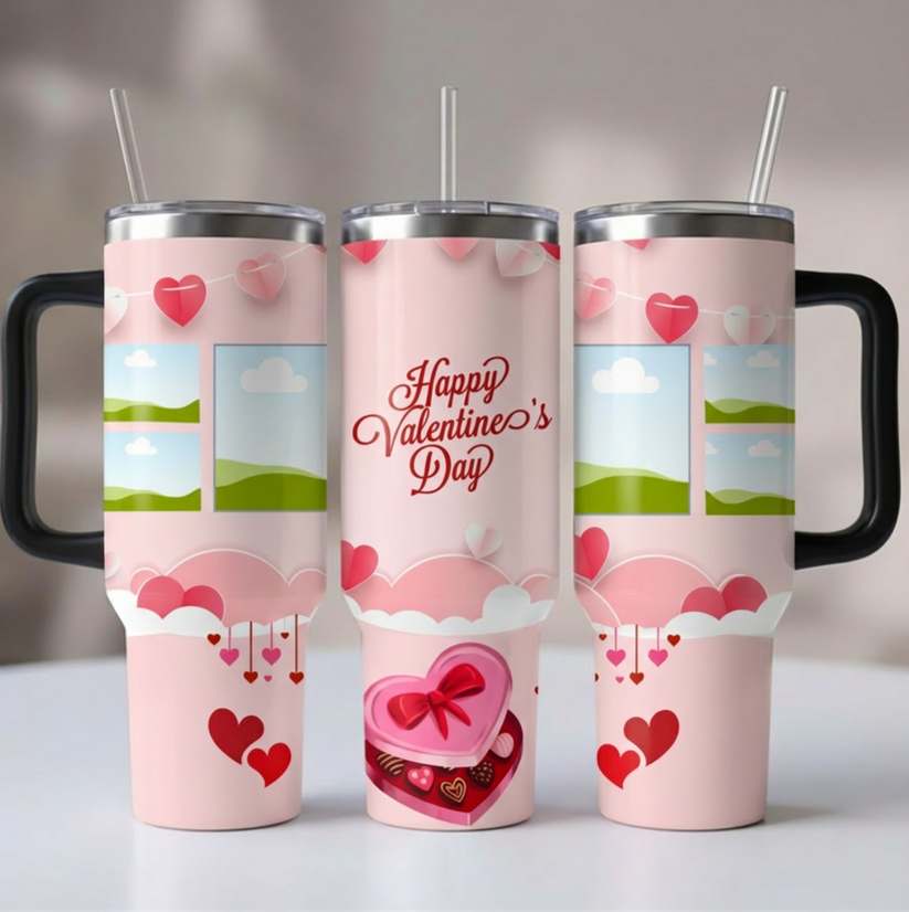 Valentine's Day Custom Photo Tumbler - Personalized Gift with 8 Photos ...